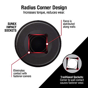 Sunex 3301, 3/8 Inch Drive, Universal Impact Joint, Cr-Mo Alloy Steel, Cr-Mo Steel, Radius Corner Design, Flexible, Meets ANSI Standards,Black