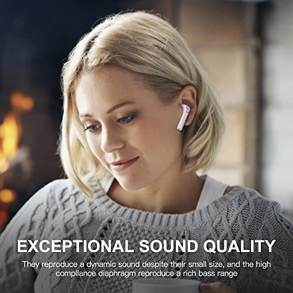 MOEEN Wireless Earbuds, Bluetooth Headphones, Earphones Bluetooth 5.0 USB-C Fast Charge, 5Hrs Single Playtime 35Hrs Playtime IPX5 Waterproof, Bluetooth Earbuds with Running Fitness Commute, Purple