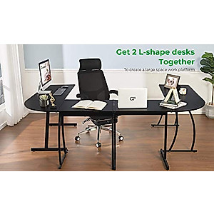 GreenForest L Shaped Gaming Desk 58.1 inch Home Corner Office Desk Writing Studying Computer Table PC Workstation for Home Office Bedroom, Black