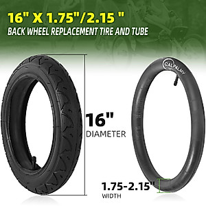 16'' x 1.75/2.15 Back Wheel Replacement Tire and Tube for BoB Revolution SE/Pro/Flex and Duallie - Made from BPA/Latex Free Premium Quality Butyl Rubber