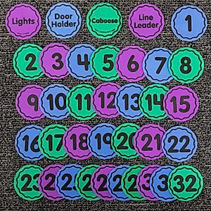 Really Good Stuff Carpet Mark-Its – 36 Pack–Line-Up Helpers – Carpet Markers for the Classroom – Numbered Spot Markers and Labels – 4" Carpet Dots for Teacher Supplies