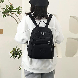 Momoty Small Nylon Backpack Purse for Women Casual Daypack Mini Travel Bag Shoulder Bag for Work with Tablet Compartment