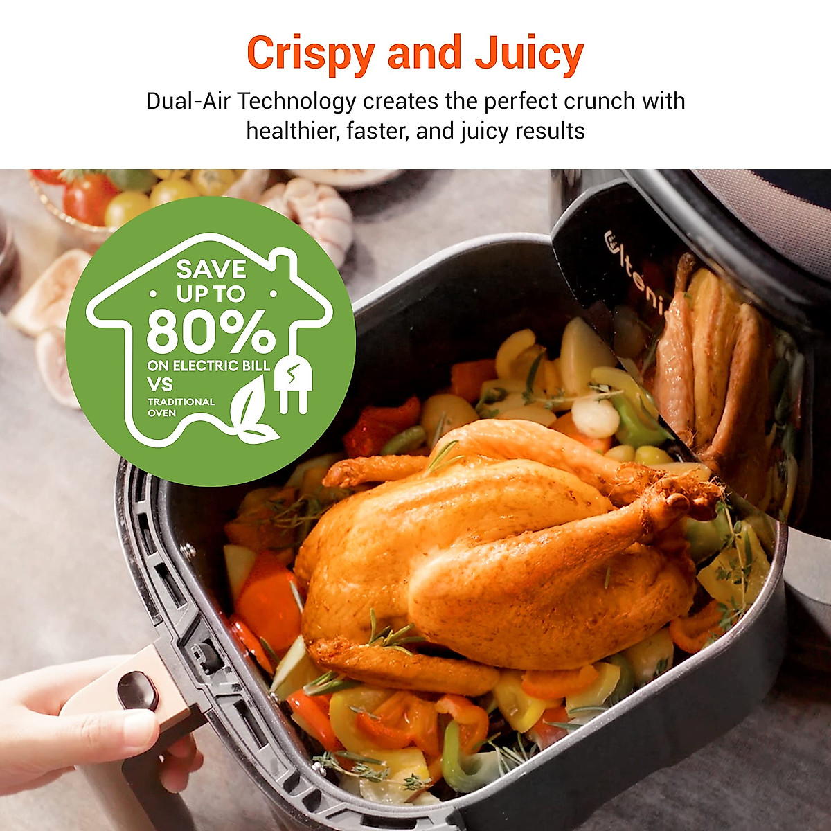 Ultenic K10 5.3QT Air Fryer Oven Combo, One-Touch Screen with 11 Presets, Complete APP Control Including Customizable Smart Cooking Programs and Over 100 Recipes, Nonstick and Dishwasher-Safe Basket