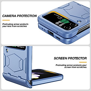 Vizvera Case for Samsung Galaxy Z Flip 4 Phone with Hinge Protection, Z Flip 4 Armor Case- Silicone All-Inclusive Shockproof Case for Samsung Galaxy Flip 4 (2022)-Navy Blue