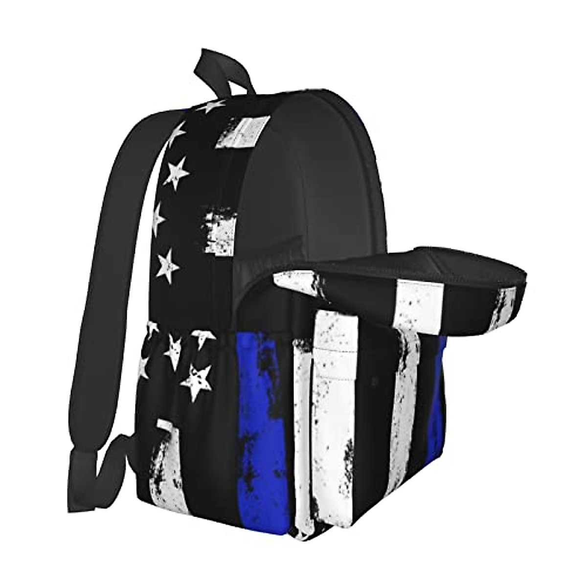 Unisex Backpack Multipurpose Rucksack Anti Theft Backpacks with Padded Straps Big Capacity Backpack American Thin Blue Line Flag Police Love Heart Black Fashion Backpack