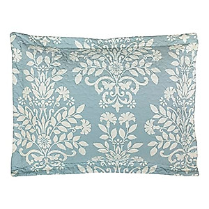 Laura Ashley - Rowland Collection - Quilt Set - 100% Cotton, Reversible, All Season Bedding with Matching Shams, Pre-Washed for Added Comfort, King, Blue