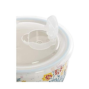 The Pioneer Woman Mazie 6-Piece Round Ceramic Nesting Bowl Set with Build-In Steam Release,15.5 ounce