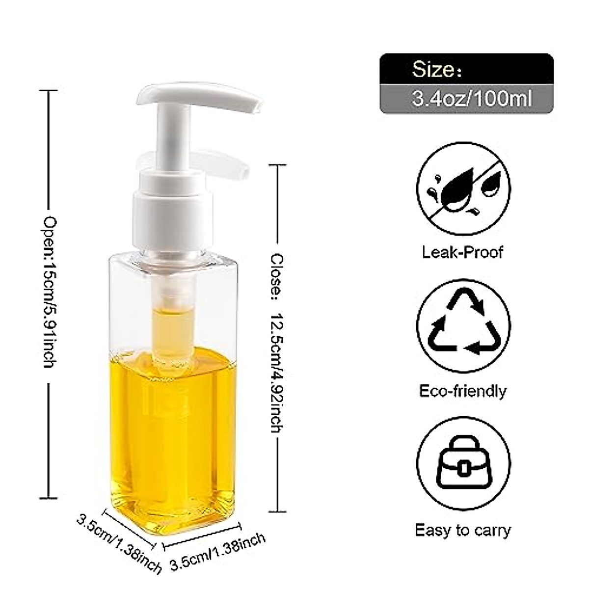 Hethyo Travel Bottles for Toiletries Tsa Approved 3.4oz/100ml 4 Pack Travel Size Containers Shampoo and Conditioner Bottles Empty Pump Bottle Dispenser Leakproof Refillable Cosmetic Containers