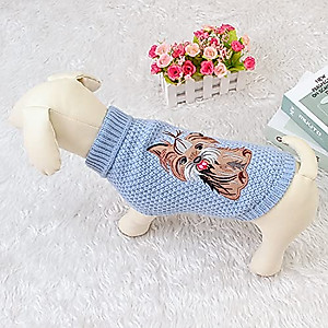 Neiwech Small Dogs Knitted Sweaters Medium Cats Soft Sweatshirts Pet Puppy Warm Winter Clothes Light Orchid Blue XL 82w590