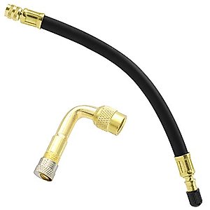 ZHSMS Tire Valve Extension, 8.25 Inch Flexible Valve Stem Extenders with 90 Degree Brass Schrader Tire Valve Extension Adaptor Compatible for Cars Truck Motorcycle Bike Scooter