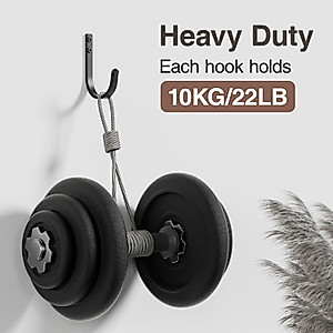 Josmimic Wall Hooks for Hanging Towel/Coat - 22LB Screw in Metal Hanger Wall Mount, for Outdoor, Closet, Door, Bathrooms, for Backpack, Robe, Black 5 Pack