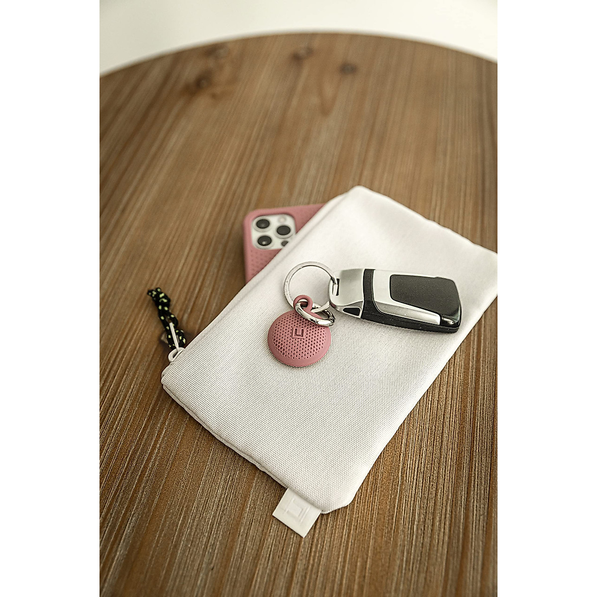 [U] by UAG Designed for AirTag Case 4 Pack DOT Stylish Soft-Touch Silicone Anti-Scratch Protective Cover Holder w/Keychain Attachment for Keys, Bags, Pets, Backpacks - (2) Black & (2) Marshmallow