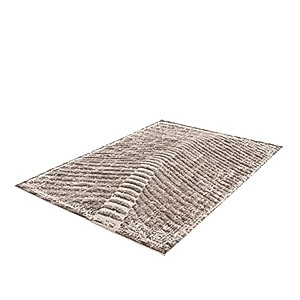 Abani Rugs Contemporary Sand Dunes Area Rug - Modern 6’ x 9’ Blue & Beige Premium No-Shed Under Table Area Rug