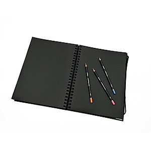 Derwent Black Paper Sketch Book - A4 Portrait, 40 Sheets, Acid-Free Paper, Wirebound Spine, Professional Quality, Black Book, 2300379