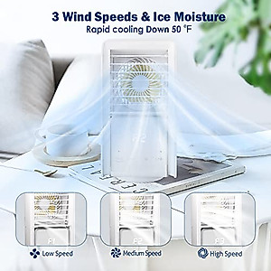 Portable Air Conditioners, USB Personal Evaporative Air Cooler with 12H Timer, 3 Wind Speeds 7 Colors Light, Touch Screen Desktop Cooling Fan with Large Water Tank for Home Room/17