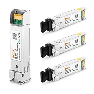4Pack 10GBase-LR SFP+ Transceiver, 10G Sfp Single Mode Module Duplex LC for Cisco SFP-10G-LR, Ubiquiti UF-SM-10G, D-Link, Supermicro, Netgear and Other Open Switch with DDM, 1310nm, 10km