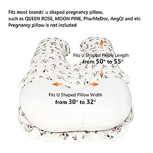 TILLYOU Pregnancy Pillow Cover - Cooling Maternity Pillow Cover for U-Shaped Full Body Maternity Pillow, Soft and Breathable for Expectant Mothers, Floral