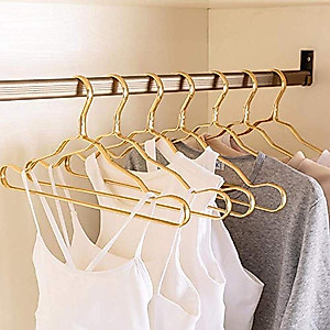Gold Aluminum Coat Hangers 20 Pack, Metal Hangers Heavy Duty Hangers for Clothes, Hangers 20 Pack with Non-Slip Design Space Saving Heavy Duty Hangers for Men Women Shirts Pants Jacket (Gold)