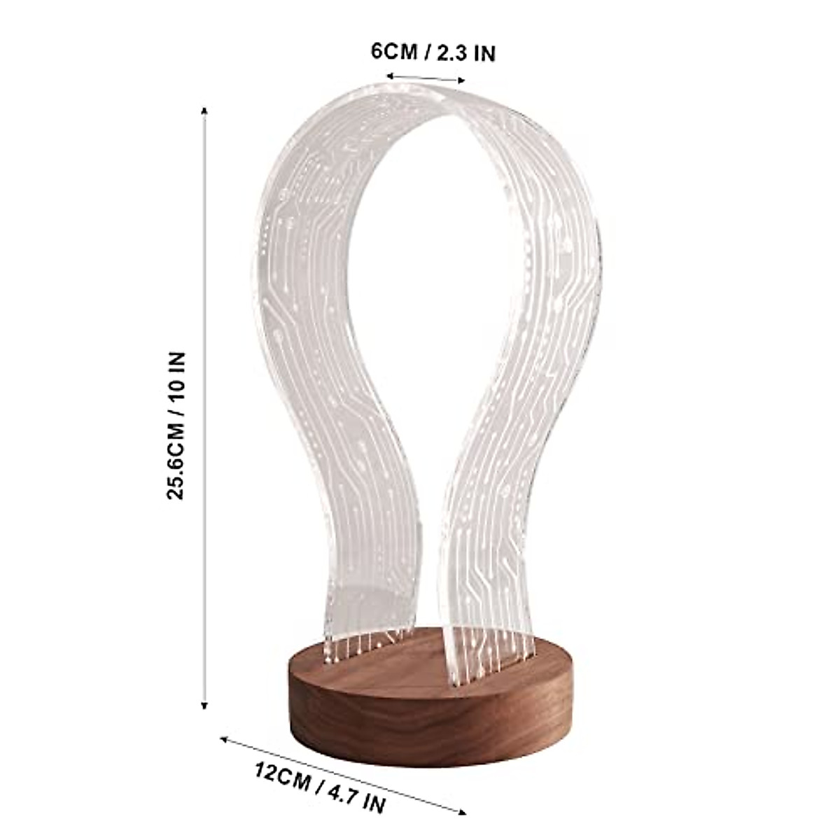 YuanDian Headphone Stand, Walnut Wood Headset Holder with Blue Pink LED Night Light for Gamers, Men, and Music Lovers - Perfect Desk Gift Idea