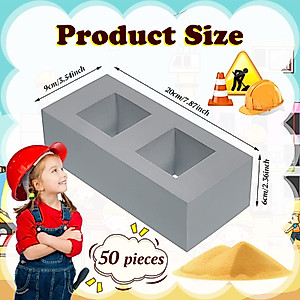 Zhanmai 50 Pack Foam Brick Building Blocks for Kids Thick Foam Cinder Blocks Large Fake Bricks Foam Toy Construction Blocks for Stacking and Construction 8 x 4 x 2.4 (Square)