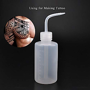 Valchoose Plastic Squeeze Bottle Leak Proof, 250ml | 8.5oz White Wash Bottle Chemical, LDPE, Safety, Medical with Narrow Mouth Scale Labels for Succulent Tattoo Label Watering (1 Bottle)