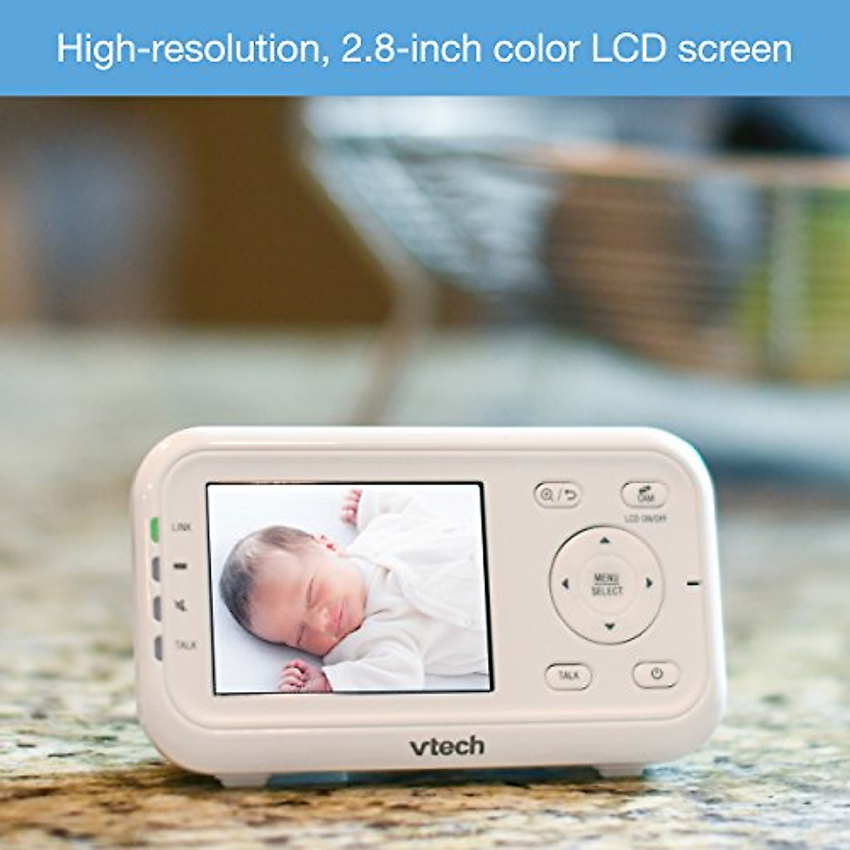 VTech VM3261-2 2.8” Digital Video Baby Monitor with 2 Pan & Tilt Cameras, Full Color and Automatic Night Vision, White
