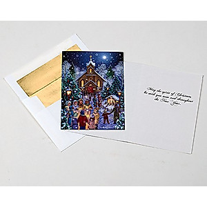 Midnight Mass Christmas Cards - Box of 15 Cards & 16 Foil Lined Envelopes