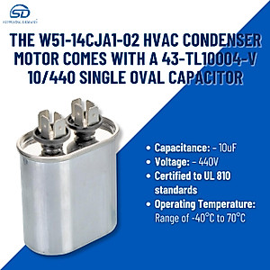 Supplying Demand W51-14CJA1-02 HVAC Condenser Motor 1/4 HP 1 Phase 1 Speed 208/230V 1075 RPM Must Match Specs of Current Motor to Function Correctly