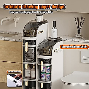 Slim Rolling Storage Cart,Bathroom Storage Organizer,Laundry Room Organization,3 Tier Mobile Utility Cart for Bathroom, Kitchen, Laundry, Office, Narrow Places,4 Tier