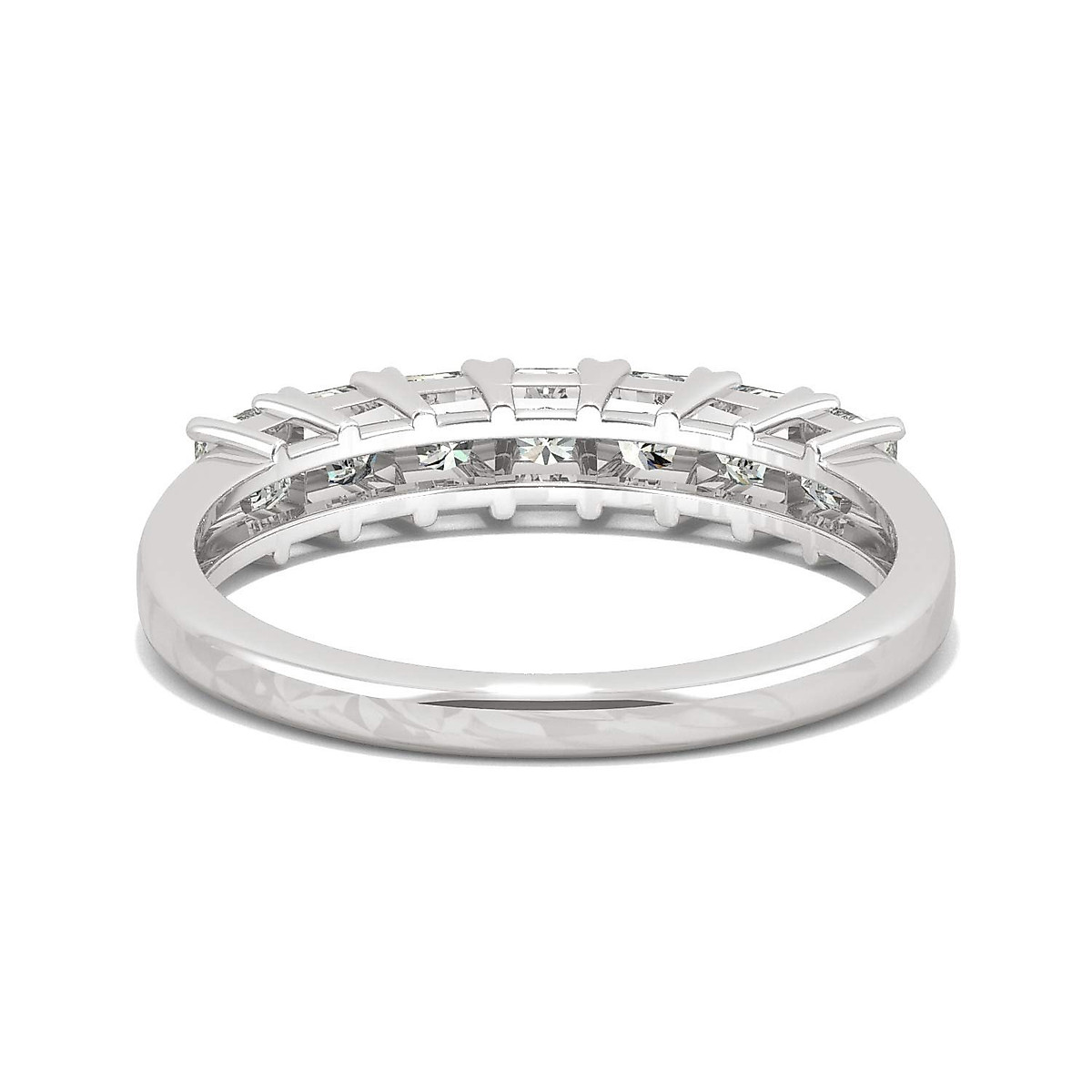 Charles & Colvard Created Moissanite 3mm Princess Cut Wedding Band for Women | 1.26 cttw DEW | Lab Grown | Solid 14K White Gold with Rhodium | Size 9