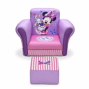 Delta Children Upholstered Chair with Ottoman, Disney Minnie Mouse