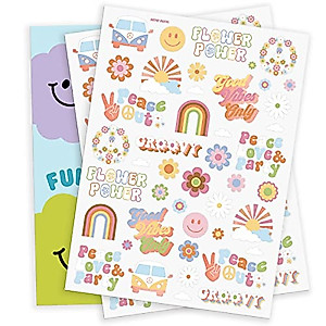 xo, Fetti Groovy 70s Temporary Tattoos - 48 Glitter Styles | Flower Power Birthday Party Supplies, Good Vibes Only Favors, Smiley, Rainbow Arts and Crafts