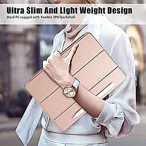 Valkit iPad 9th Generation Case (2021) / iPad 8th Generation Case (2020) / iPad 7th Generation Case (2019) with Pencil Holder,10.2 Inch Translucent Frosted Back Protective,Auto Wake/Sleep,Rose Gold