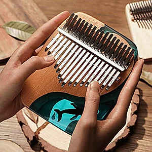 Hluru Resin Ocean Blue Kalimba | New 17 Key Whale Flat Board Thumb Piano No Screen Birthday Music Gifts
