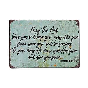 luckluccy May The Lord Bless You and Keep You Metal Sign,Retro Rustic Quote Saying Words Bar Men Cave Garden Wall Art,Festival Party Farmhouse Aluminum Sign,Home Decor,20*30cm(0mds7y91b0xs)