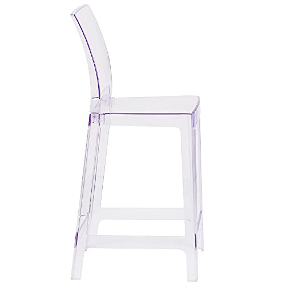 Flash Furniture 4 Pack Ghost Counter Stool with Square Back in Transparent Crystal