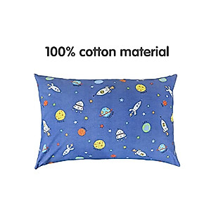 Space Kids Toddler Pillowcases, 2 Pack Cotton Pillow Cover, Soft Pillow Shams Travel Pillow Cases with Envelope Closure for Kids Bedding, 14x20Inch Pillow Case