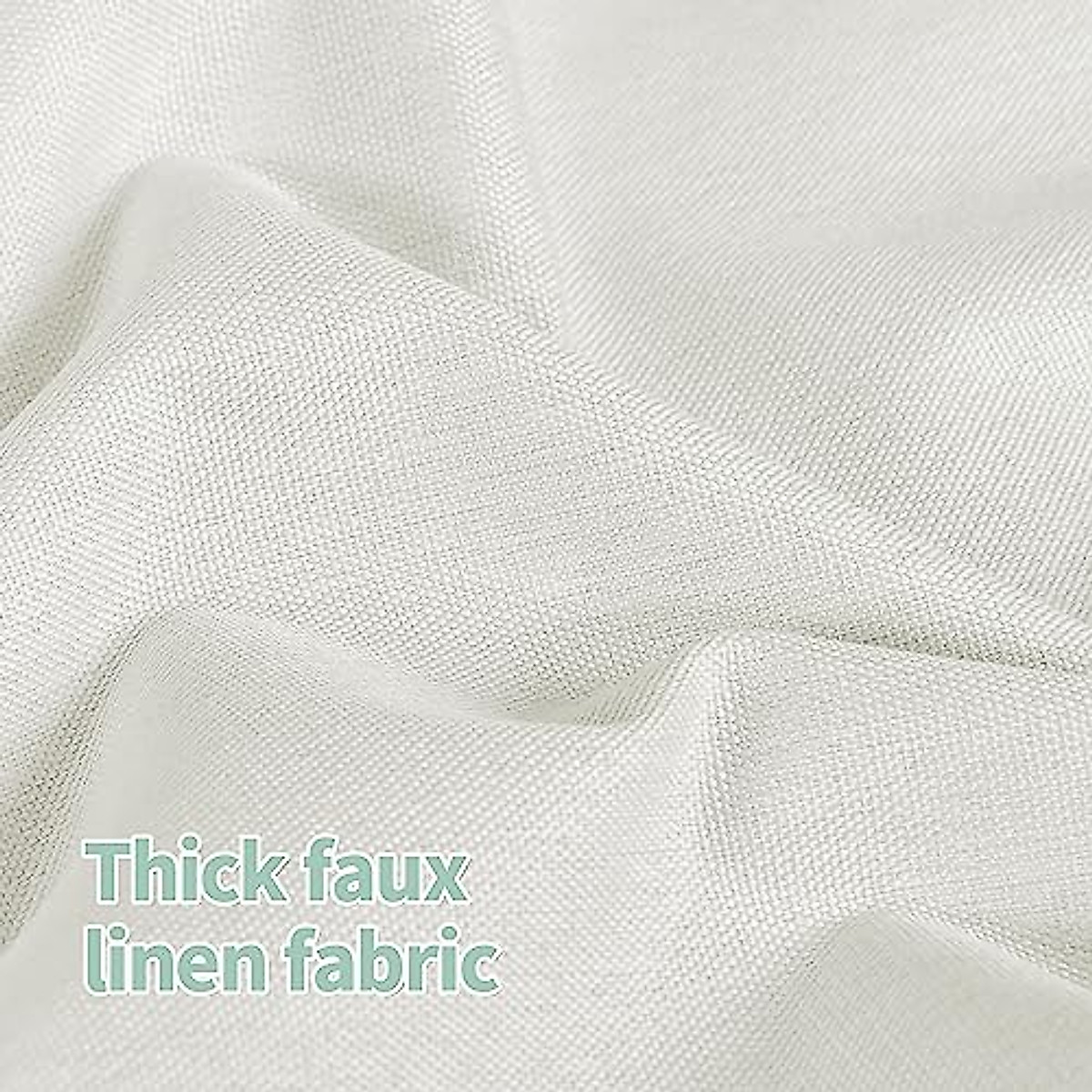 QUEMAS Linen Blackout Curtains for Bedroom 63 Inches Length 2 Panels, 100% Black-Out Curtains for Living Room Darkening, Thermal Insulated Soundproof Grommet Window Drapes (52 x 63 Inch, Ivory White)