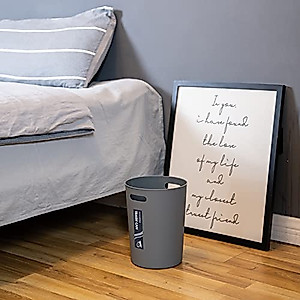 Amorettise 4 Pack Small Trash Can for Bathroom - 3 Gallon/12-Liter Wastebasket, Round Plastic Garbage Container Bin for Bedroom Office Grey.