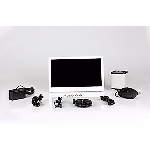 Vision VS-5FZ-IFR07-RET11.6 Simul-Focal Trinocular Zoom Stereo Microscope, 10x WF Eyepiece, 3.5X—90x Magnification, 0.5X & 2X Aux Lens, Double Arm Boom Stand,11.6” Retina HD Display with 5MP Camera