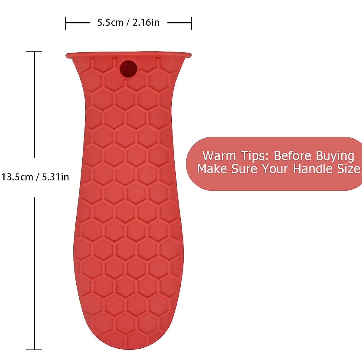 Silicone Hot Handle Cover, 5.31 Inch Cast Iron Handle Cover Hot Skillet Handle Cover Holder Rubber Hot Resistant Non Slip Pot Holder Sleeve for Metal Frying Pans Aluminum Cookware Handles -L (Red)