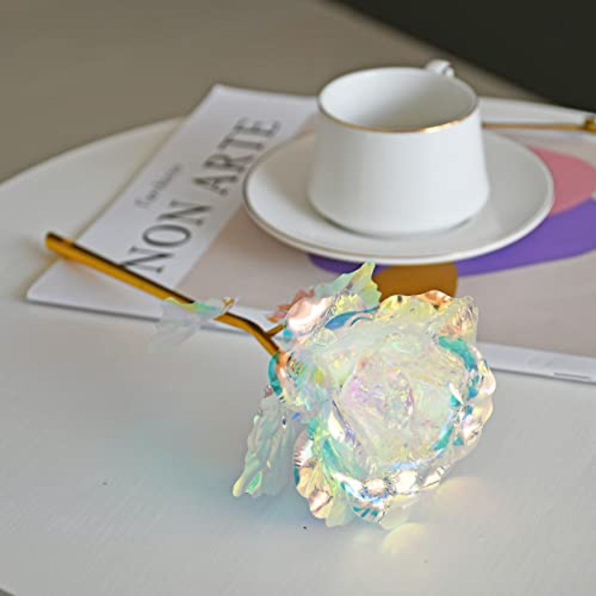 Mandy's 1pcs Artificial Colorful Rose Flowers 9.5" with Elegant Gift Box for Mother’s Day, Memorable Days, Birthday, Valentine's Day