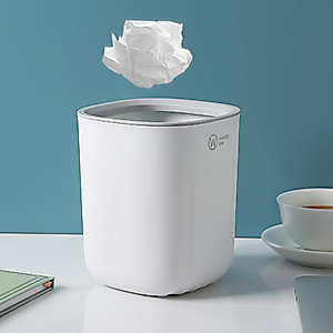 QLFJ-FurDec 3 Pcs Mini Trash Can with 180 Trash Bags, Tiny Desktop Wastebasket, Small Plastic Countertop Garbage Can Storage Basket for Bedroom, Bathroom, Kitchen, Office Tabletop(White + Blue + Pink)