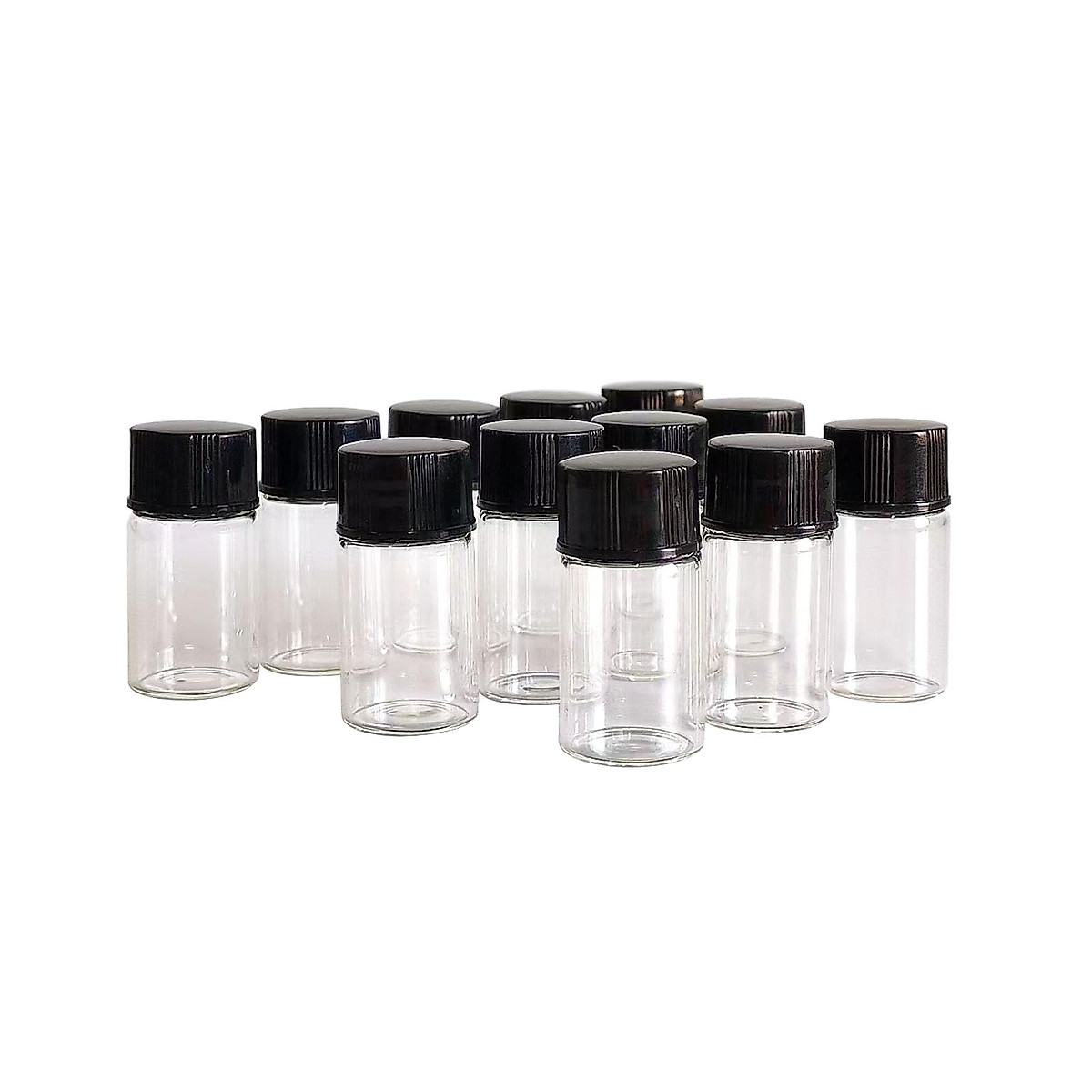 AGENIZ 50PCS 3ml Clear Glass Vials,Small Liquid Sample Bottle with Screw Caps and Plastic Stoppers,for Travel Mini Essential Oil Bottle, Sample Perfume Bottles (3ml)