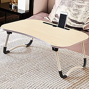 Widousy Laptop Bed Table, Breakfast Tray with Foldable Legs, Portable Lap Standing Desk, Notebook Stand Reading Holder for Couch Sofa Floor Kids - Standard Size（White）