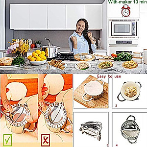 Stainless Steel Dumpling Ravioli Maker Press,AUAM 2 Pack Pierogi Mold - Wonton Mould, Easy-tool for Dumpling Wrapper Dough Stamp Cutter Pastry Pie Making (Small 3 inch,Large 3.75 inch)