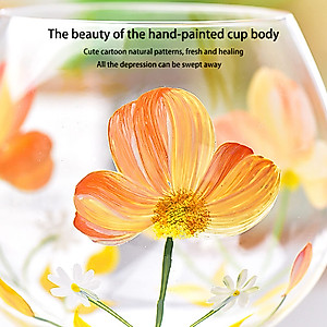 Hand Painted Stained Glass Wine Glasses Red Wine Glasses Set Of 2, Hand Blown High Grade Crystal Glass Wine Glasses Modern Style Painted Stemware For Wedding, Anniversary, Birthday Party orange