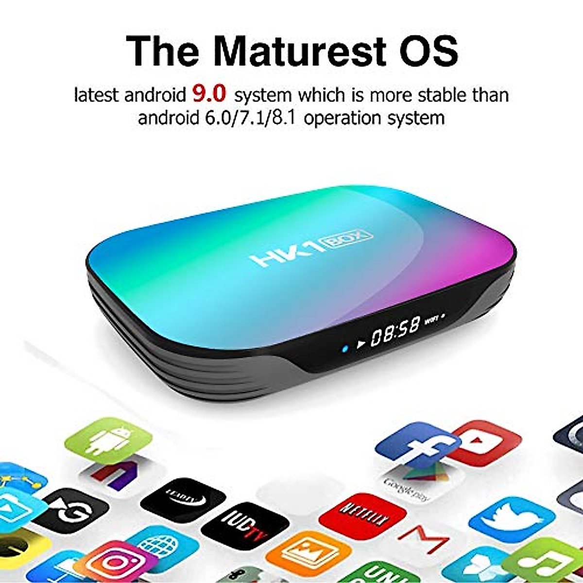 Sofobod HK1 Box Smart TV Box Android 9.0, 4GB RAM 32GB ROM, S905X3 Quad Core 64bit Cortex-A55, GPU G31 MP2, 2.4G/5G Dual WiFi BT4.0 H.265 Decoding LAN 1000 RJ-45, HD 8K：HK1BOX 4+32