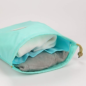 MyKazoe Waterproof Wet Bag Two Zippered Pockets & Multipurpose Drawstring Bag (Blue Whales)