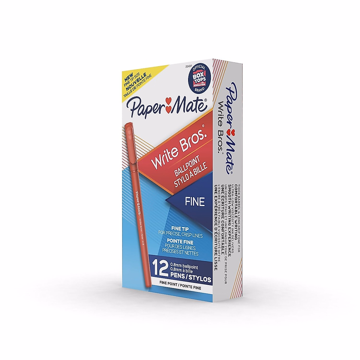 Paper Mate Write Bros. Ballpoint Pens, Fine Point, Red Ink, 1-Dozen